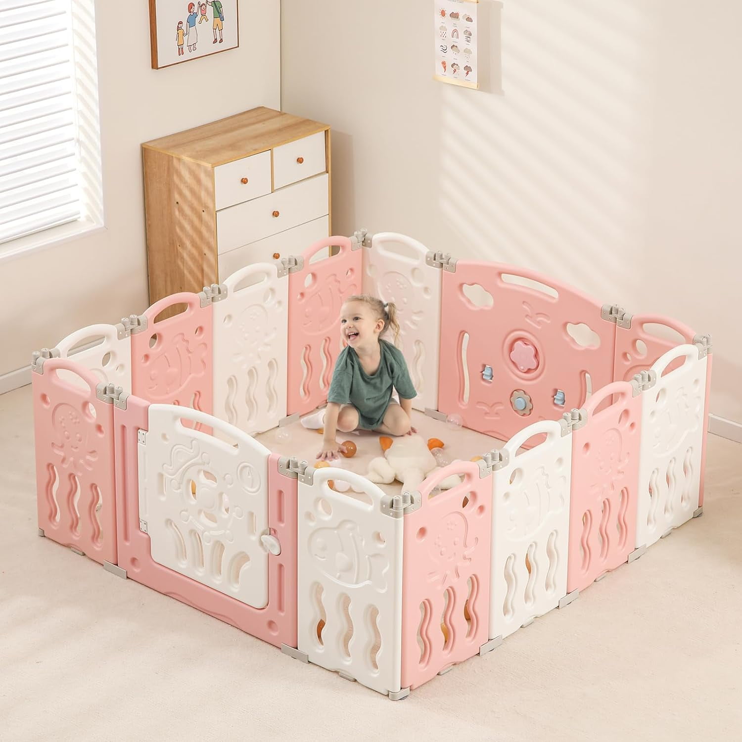Baby Playpen, Foldable Playpen for Babies and Toddlers,14 Panels Baby ...