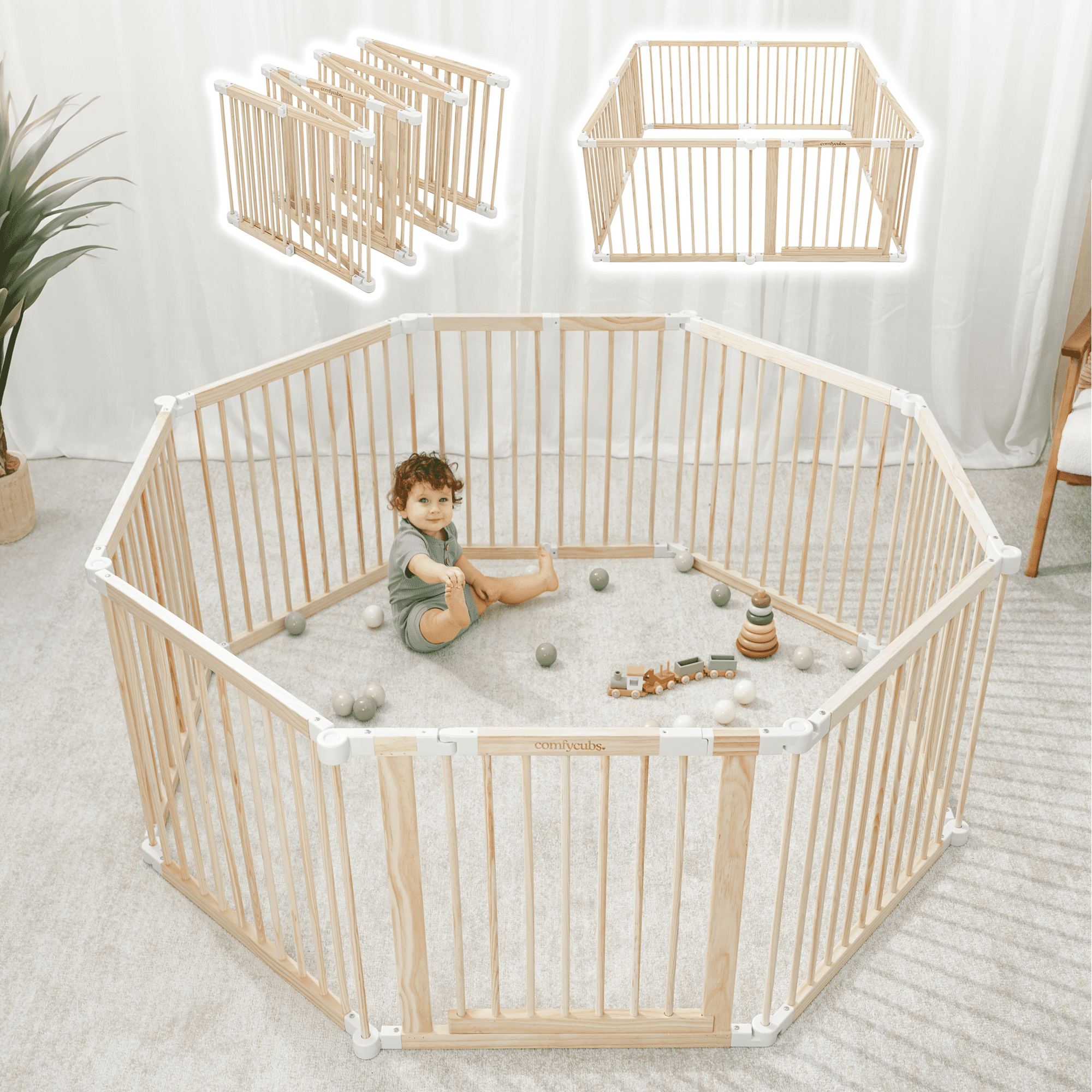 Comfy Cubs Baby Playpen & Gate, Adjustable, Foldable, Toddler Safety Center - Walmart.com