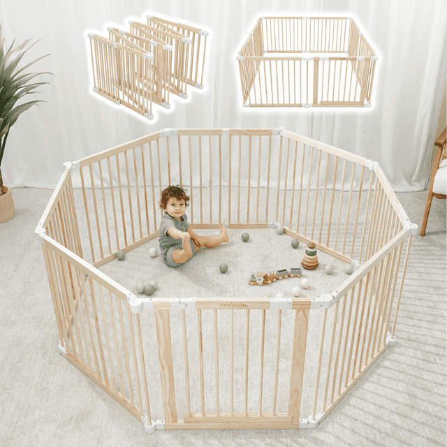 Comfy Cubs Baby Playpen & Gate, Adjustable, Foldable, Toddler Safety ...