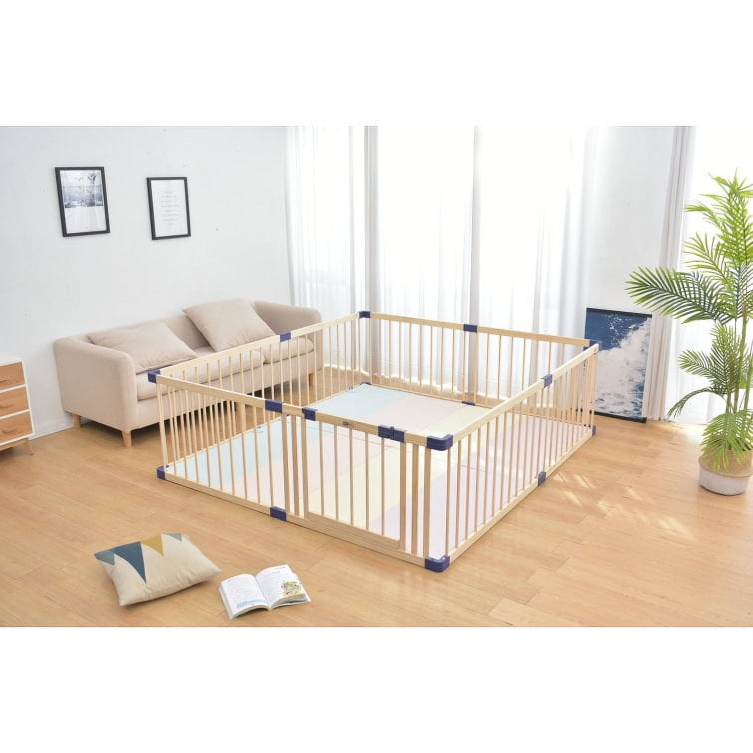 Baby Playpen Kids Fence with Safety Gate, Safety and Anti-Drop Function ...