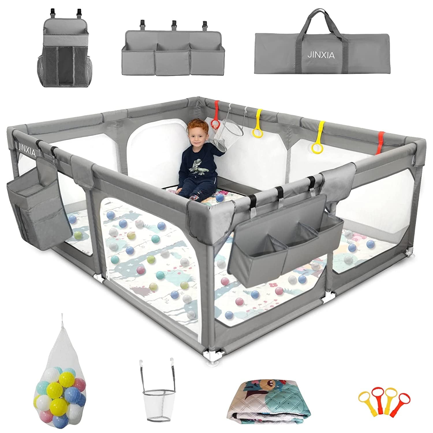 Baby Playpen with Mat, 50"*50" Extra Large Play Yard for Baby and ...