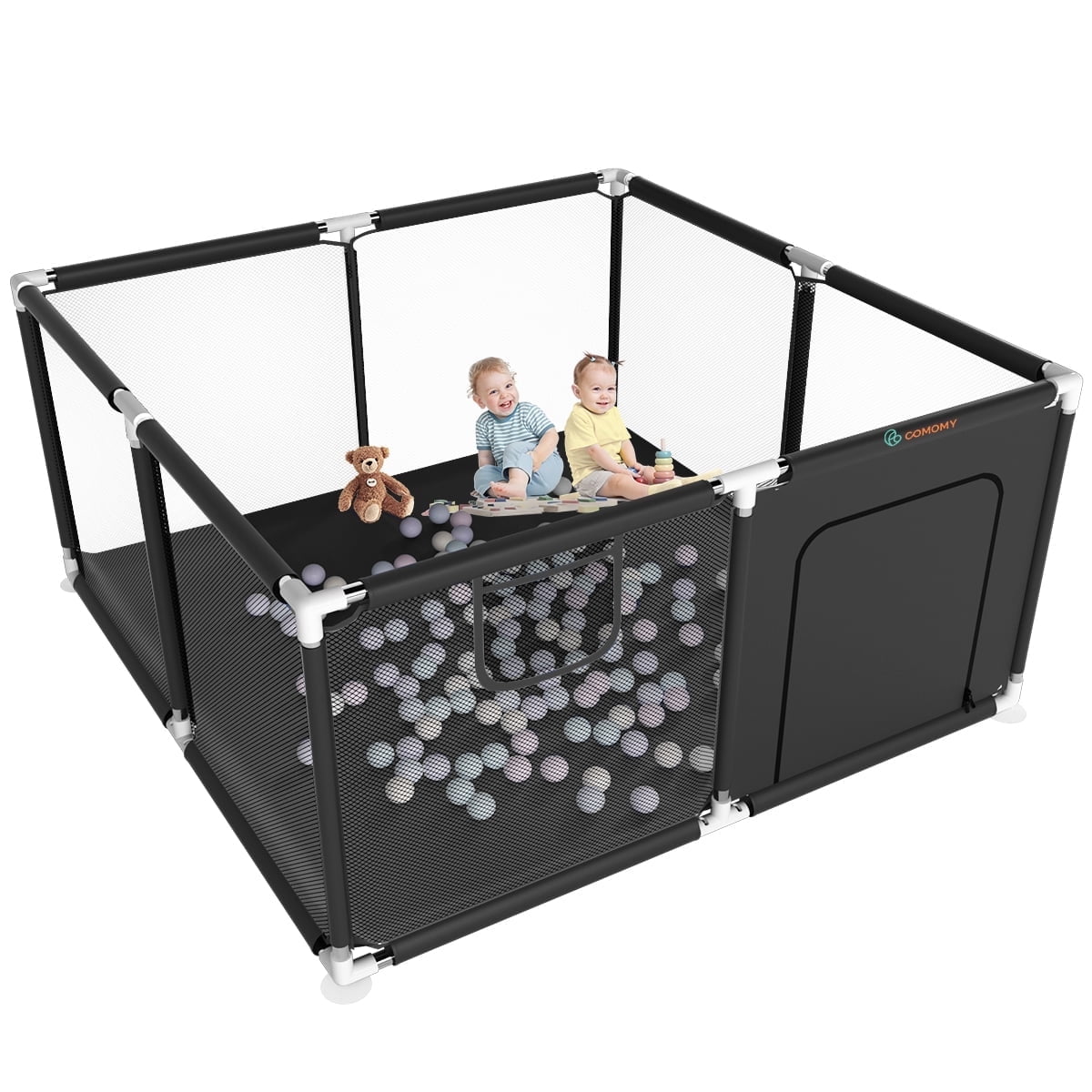 Baby Playpen, Kids Large Folding Play Yard, Portable 4-Panel Safety ...