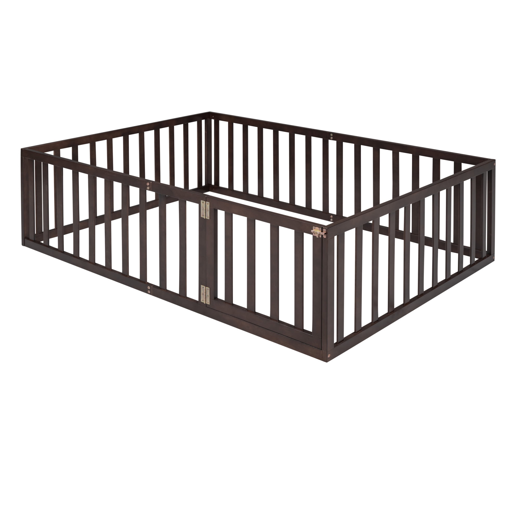 Baby Playpen Play Fence with Locking Door, Solid Wood Toddlers Gate ...