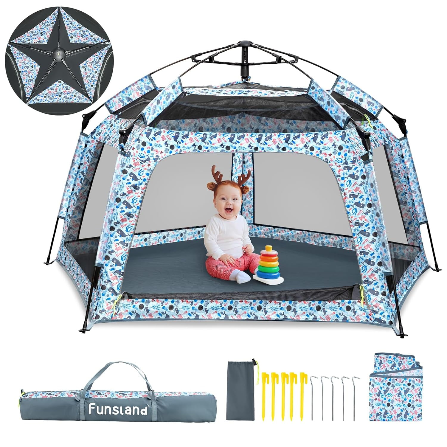 Baby Playpen Pop-up Tent - Indoor & Outdoor Play Tent for Beach with ...