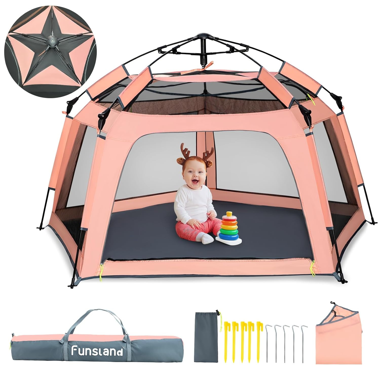 Baby Playpen Pop-up Tent - Indoor & Outdoor Play Tent for Beach with ...