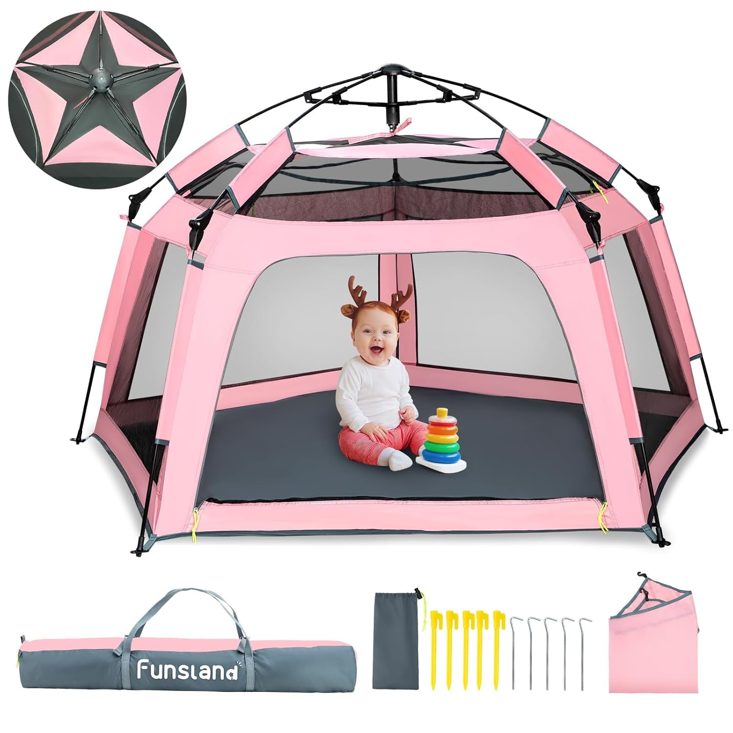 Baby Playpen Pop-up Tent - Indoor & Outdoor Play Tent for Beach with ...