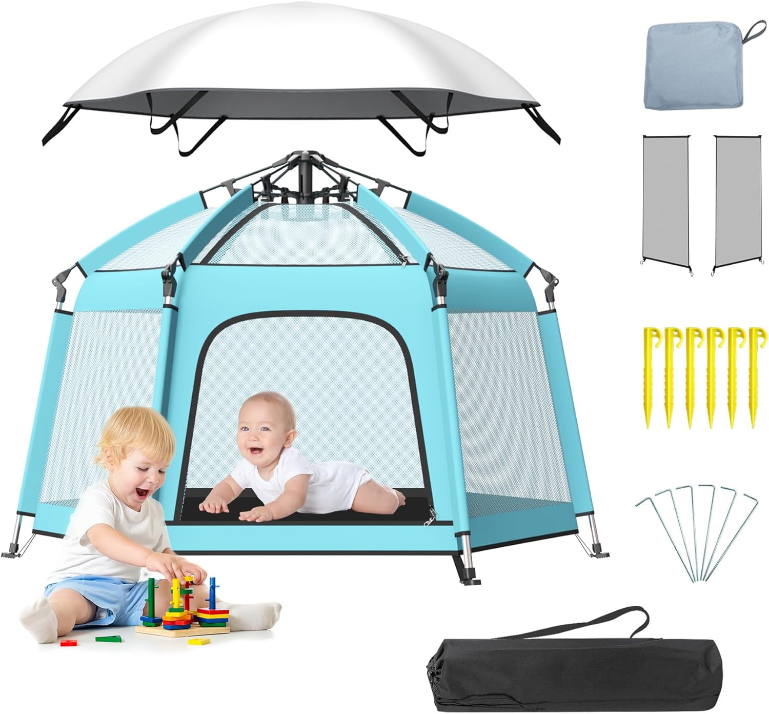 Baby Playpen,Portable Baby Beach Tent - Foldable, Lightweight, Pop Up ...
