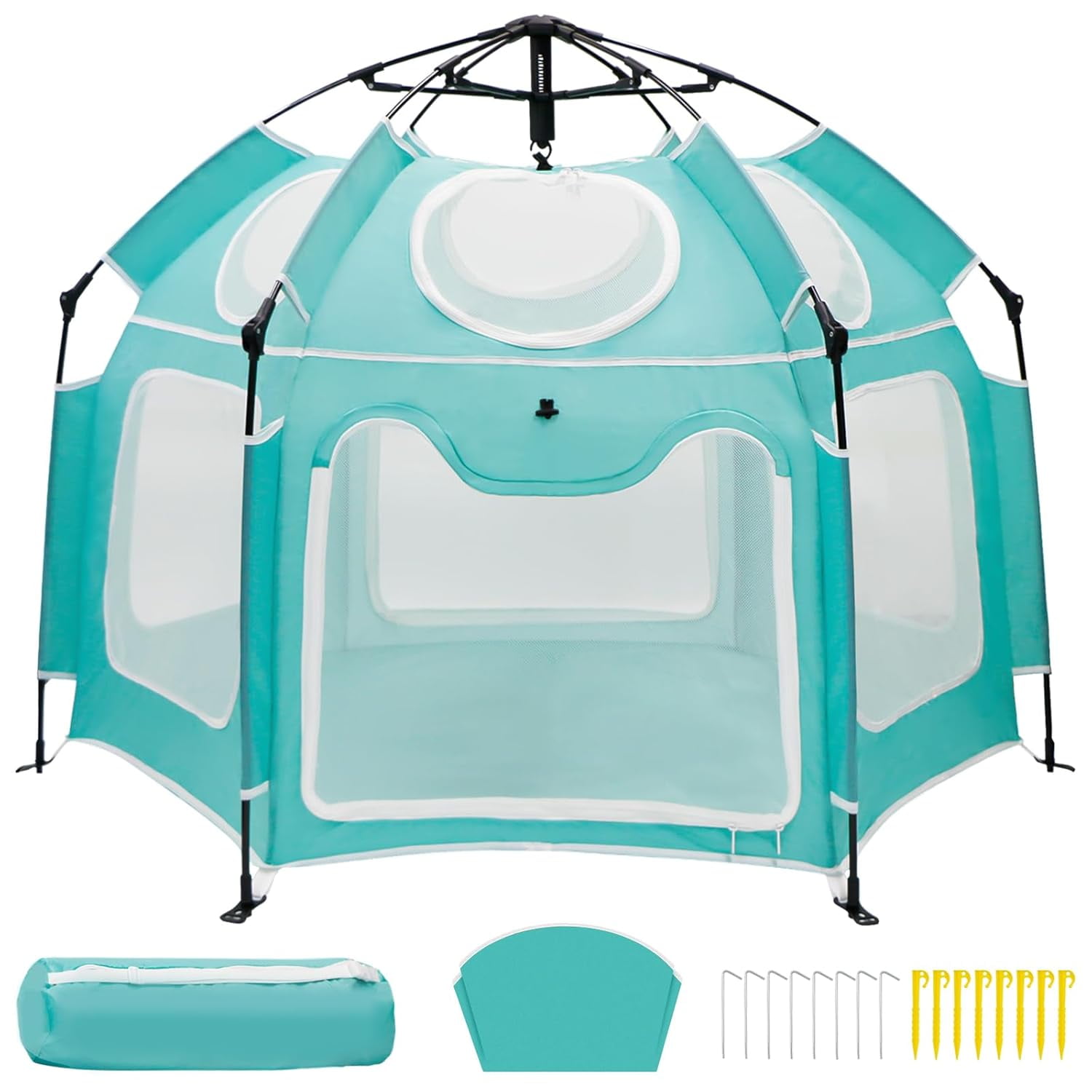 Baby Playpen with UV Canopy, Portable 1-Click Set Up Baby Tent, Toddler ...