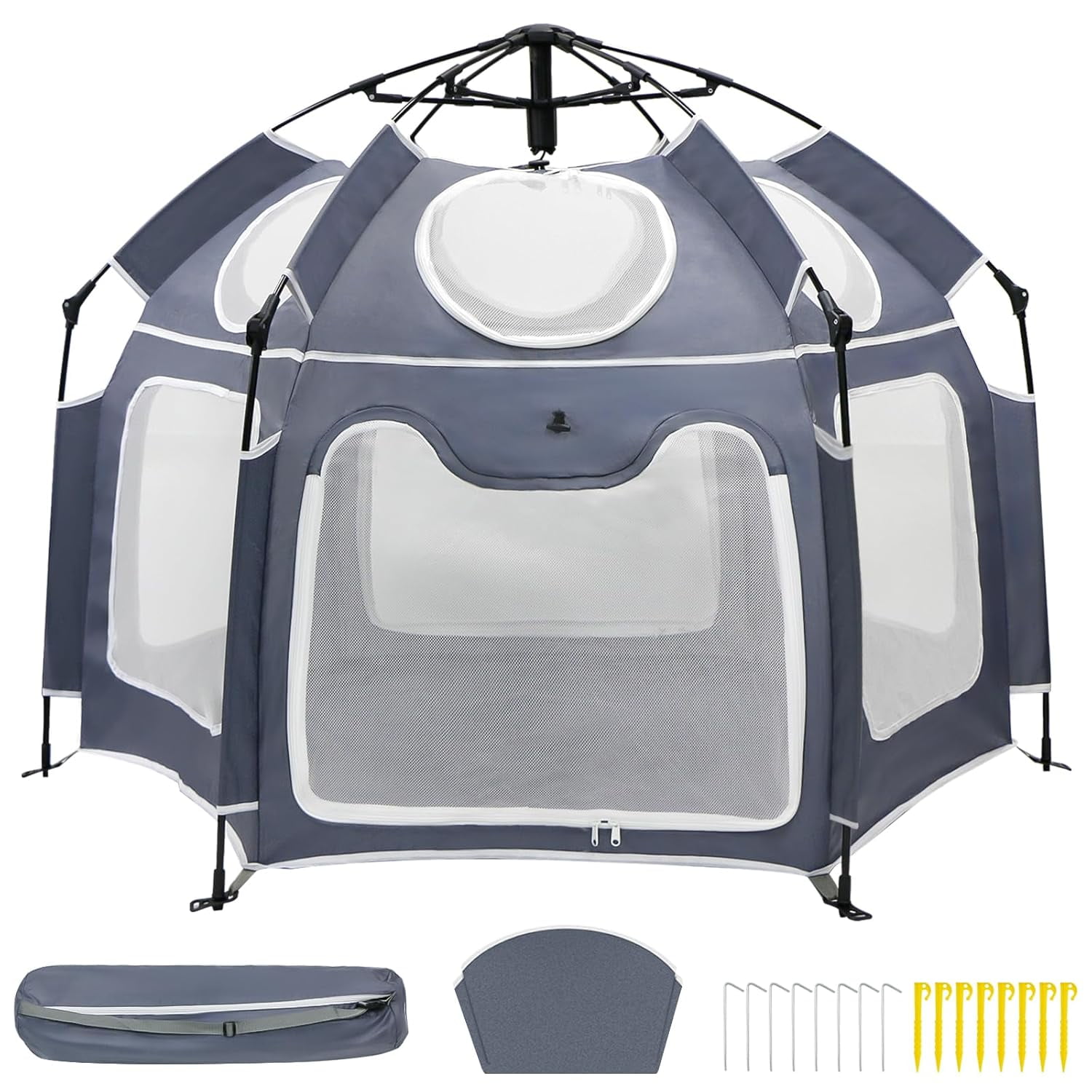 Baby Playpen with UV Canopy, Portable 1-Click Set Up Baby Tent, Toddler ...