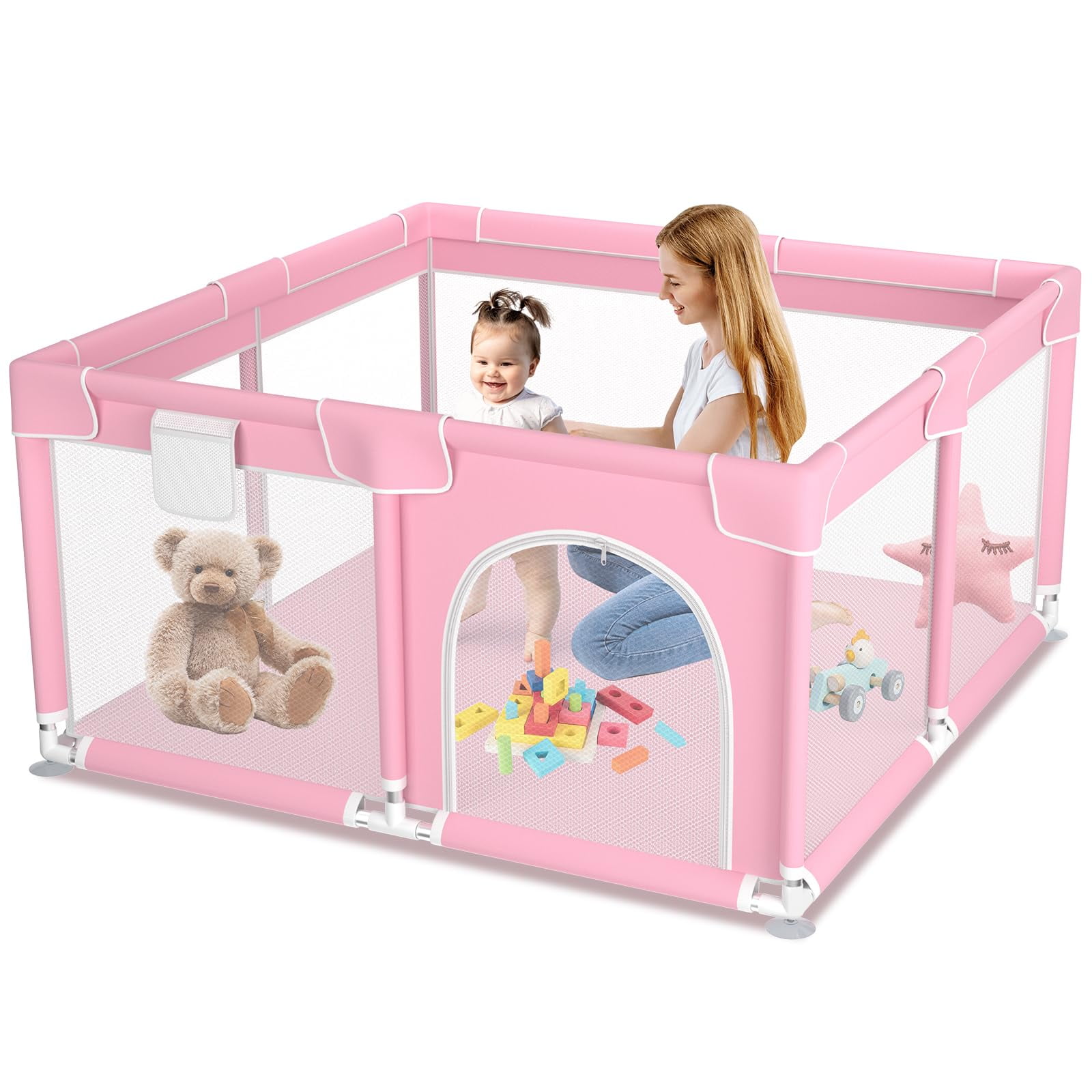 Baby Playpen for Girls, Portable 50x50 Baby Play Yard for Toddler ...