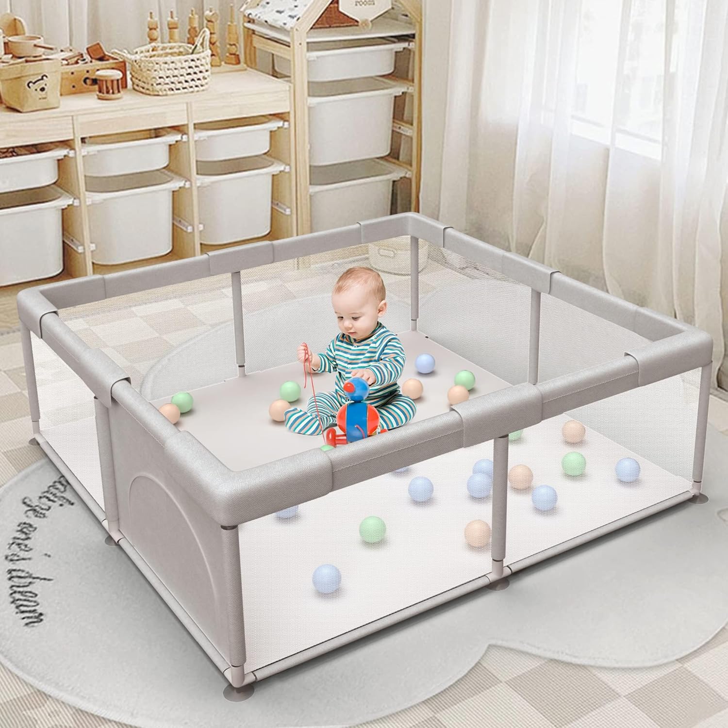 Baby Playpen with Mat Small Playpen for Babies and Toddlers 50 x 50 ...