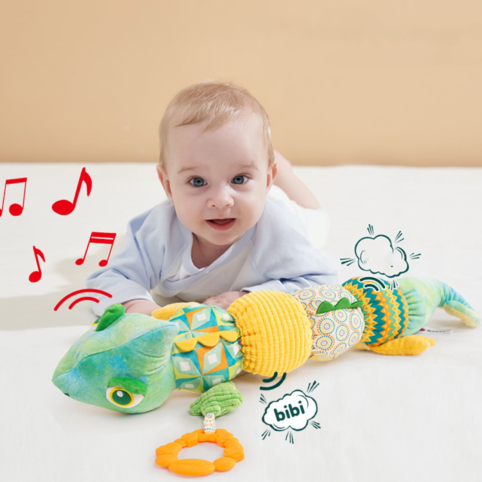 Baby Plush Toy Cute Chameleon Plush Doll Built in BB Sounder Crinkle ...