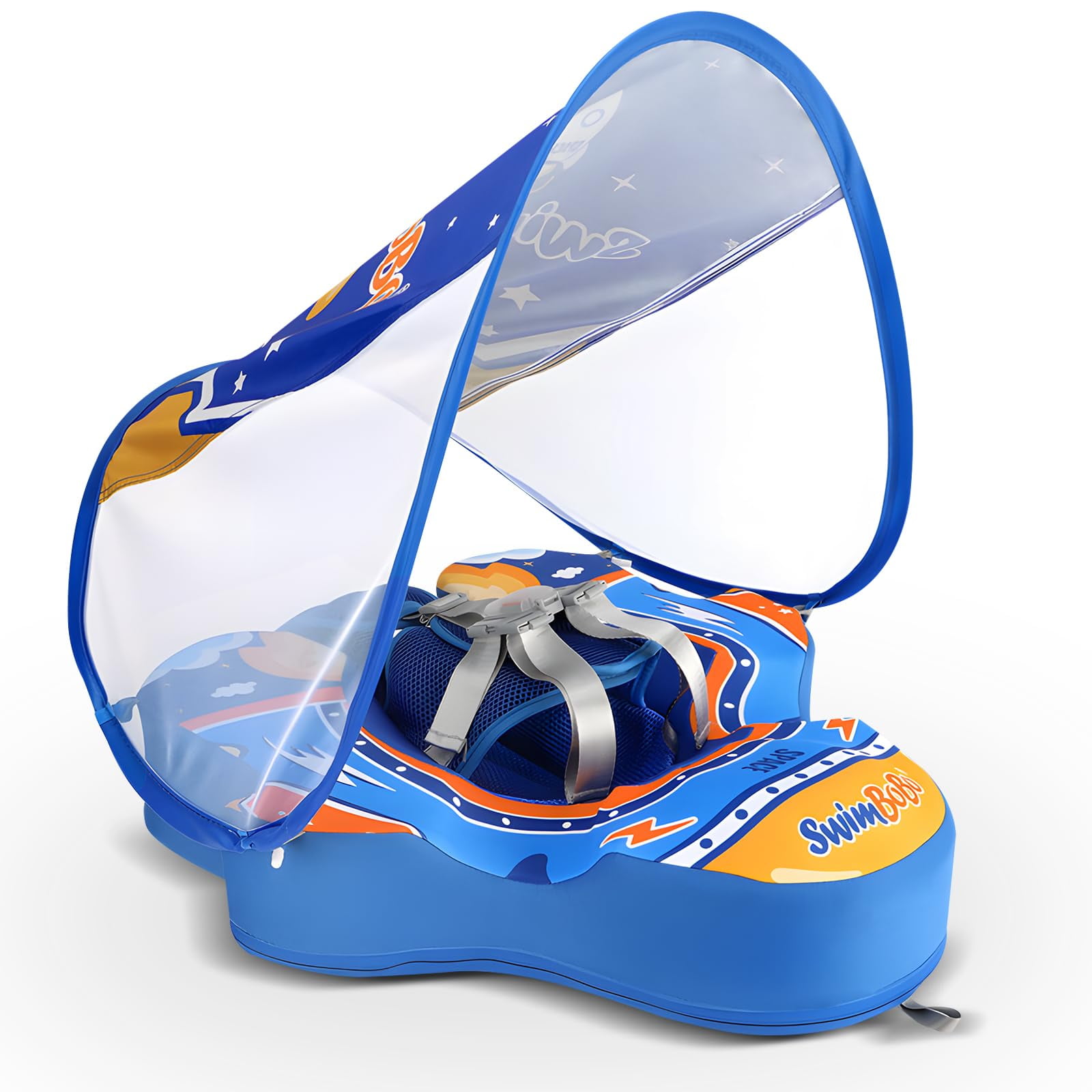 Baby Pool Float with Canopy,Non-Inflatable Infant Swim Float,Soft Skin ...