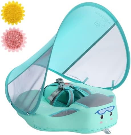 Baby Pool Float with Canopy UPF 50+, Non Inflatable Float, Baby for ...