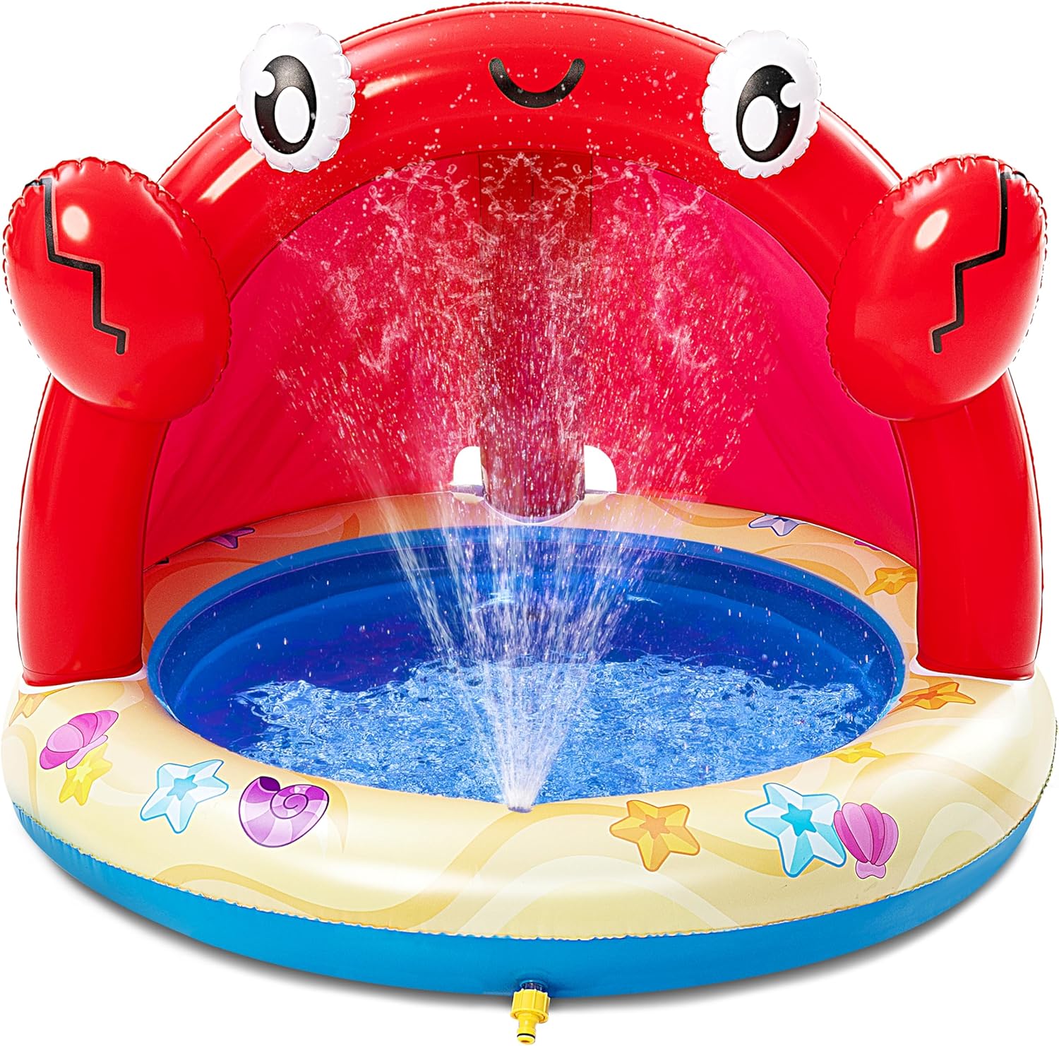 Baby Pool Toddler Sprinkler, Crab Splash Pool with Canopy, Baby Wading ...