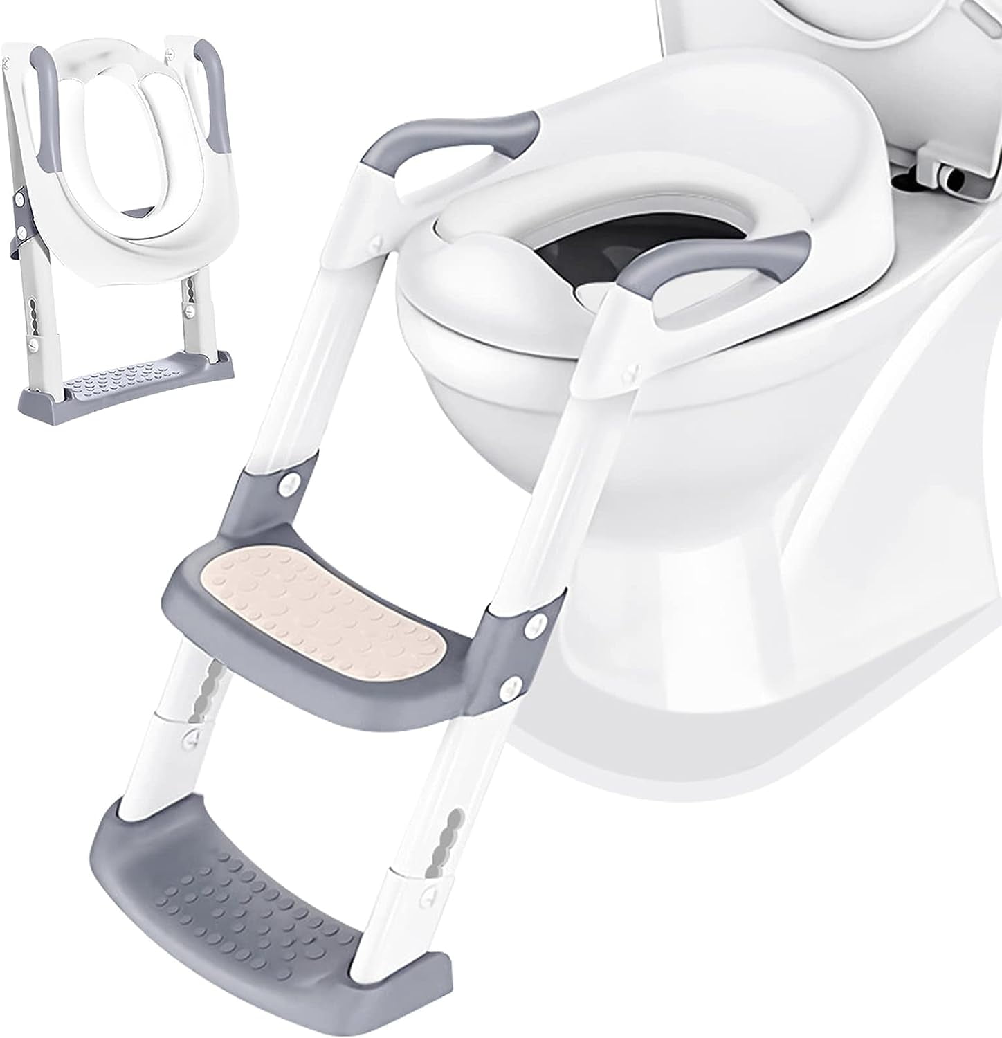 Baby Potty Seat Reducer with Step - Foldable Training Adapter (White ...