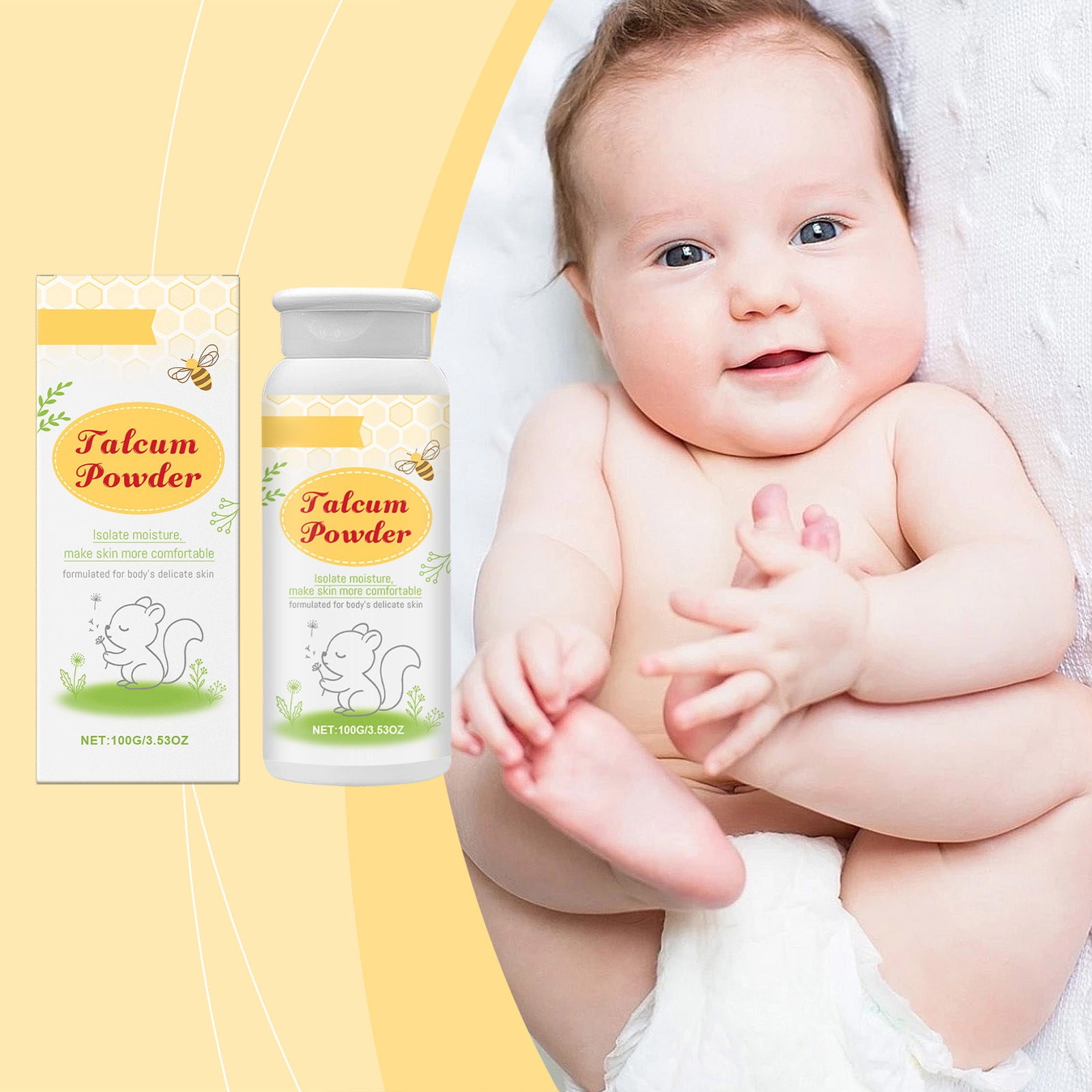 Baby Powder Talc- Body Care with Cornstarch Aloe Vitamin E for Gentle ...