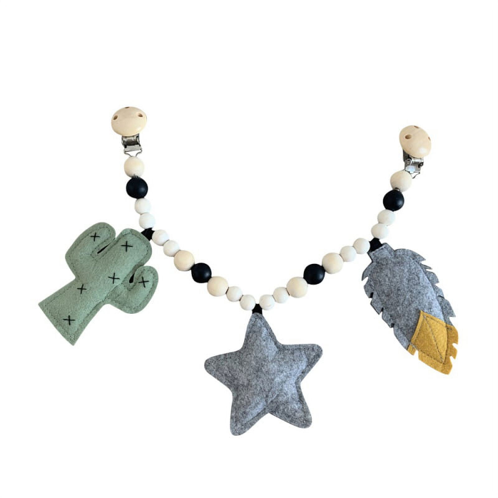 Baby Pram Pacifier Clip Beads Chain Felt Teether Baby Stroller Hanging ...