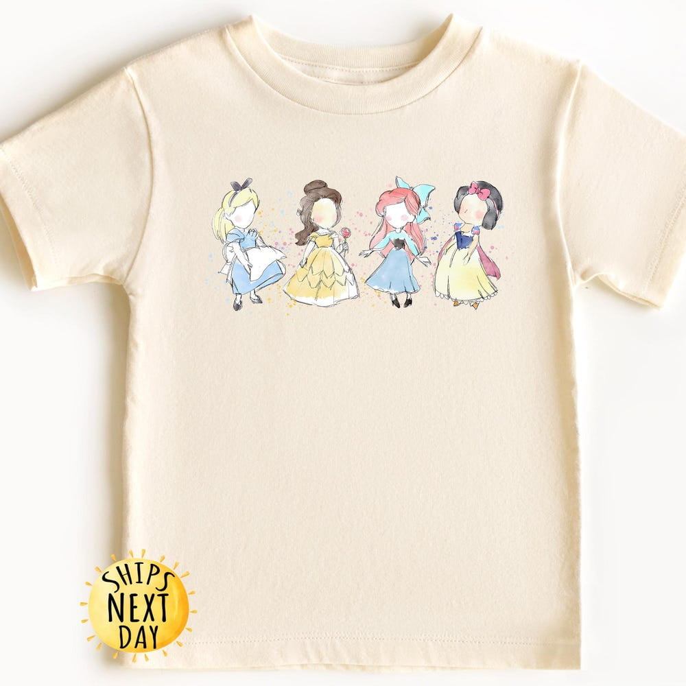 Baby Princess Kids Shirt, Watercolor Princesses Toddler Shirt, Princess ...