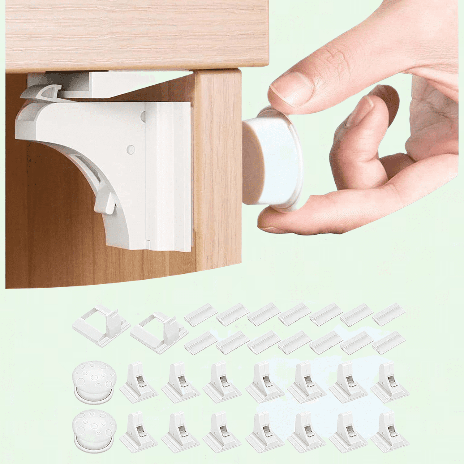 Baby Proof Magnetic Cabinet Locks, Child Drawer Latches, Non-Drilling ...