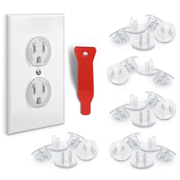 Ziz Home Child Safety Outlet Covers - 4 Pack | Self-Closing | ABS ...