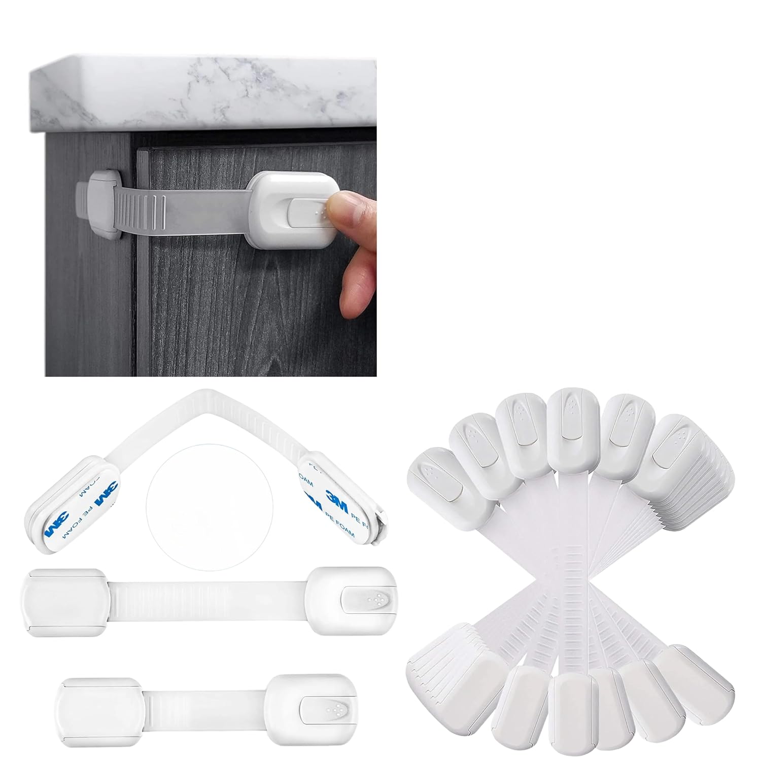 Yanerim Child Proof Fridge Lock Self-Adhesive Baby Proofing ...