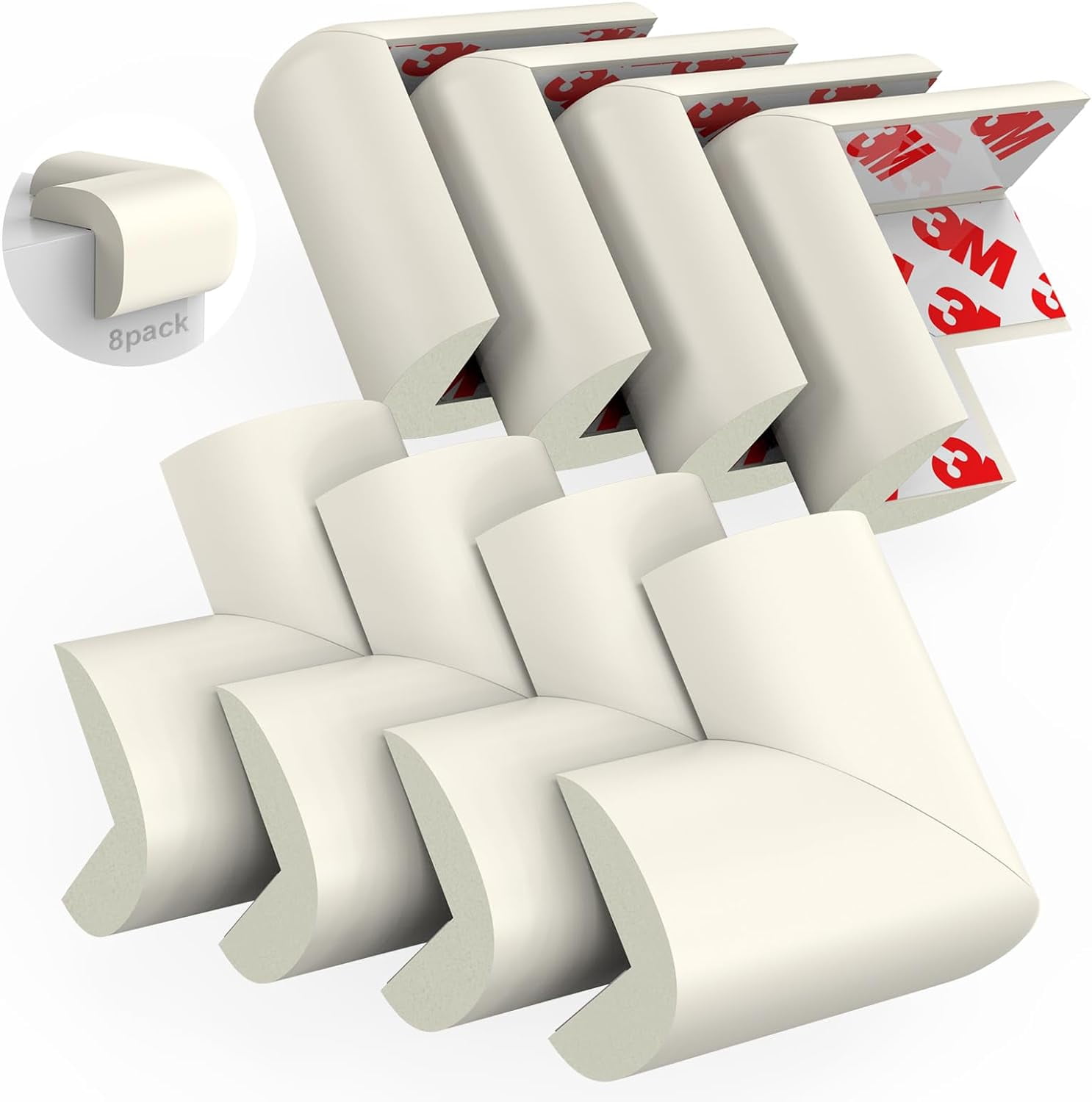 Gloval Baby Baby Proofing Corner Guards, 8 Pack, White Rubber Foam ...