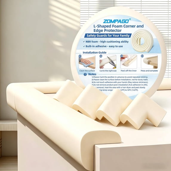 Baby Proofing Edge Protector,4 Corner Guards Foam L-Shape Self-Adhesive ...