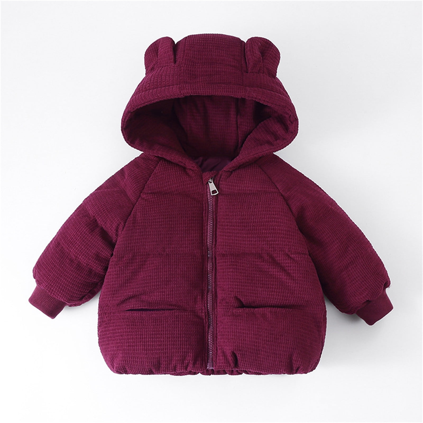 Baby Puffer Coat Baby Girls Winter Coat Cute Bear Ear Hooded Jackets With Pockets Lightweight ...