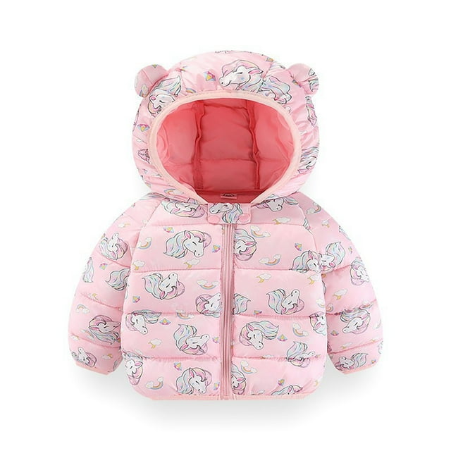 Baby Puffer Coat Baby Girls Winter Coat Cute Bear Ears With Hoods Long Sleeve Light Winter Coats ...