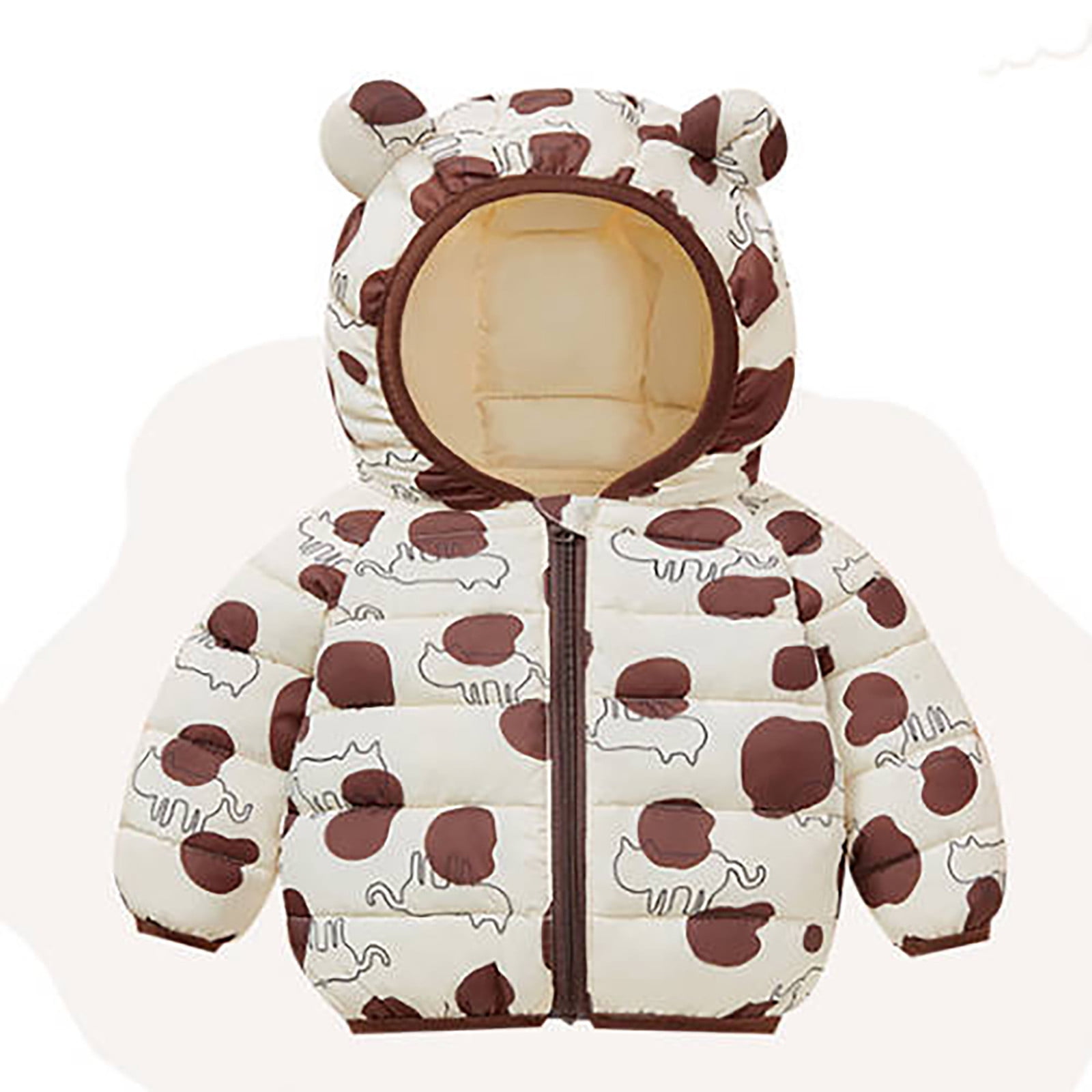 Baby Puffer Coat Kids Winter Coat Cute Bear Ear Hooded Jackets With Pockets Thicken Windproof ...