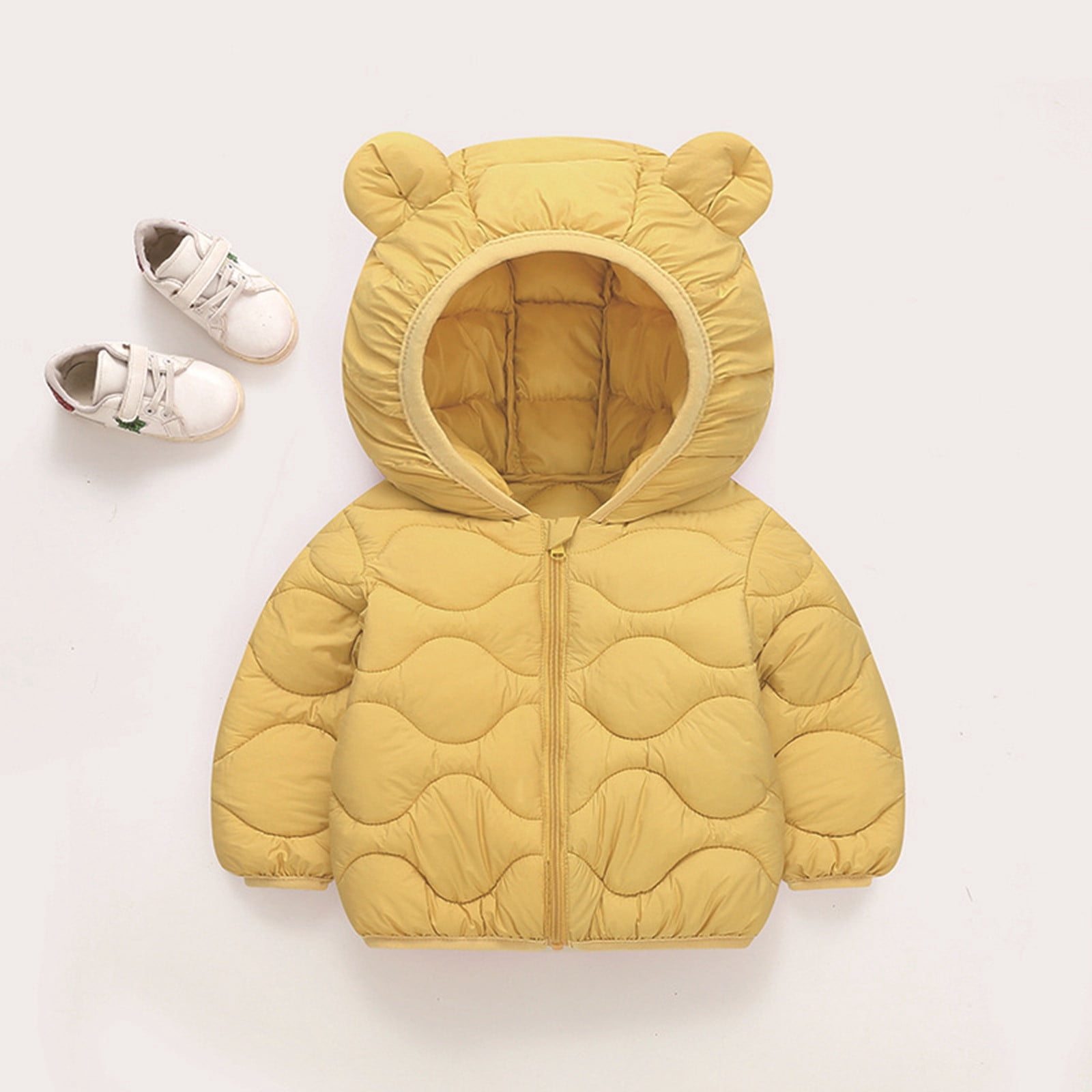 Baby Puffer Coat Toddler Winter Coat Cute Bear Ear Hooded Jackets With Pockets Windproof Down ...