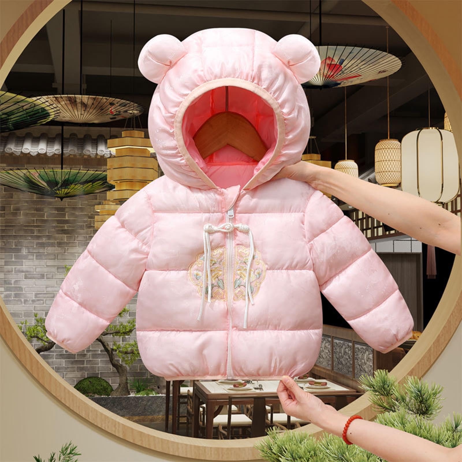 Baby Puffer Jacket Hooded Bear Ears Zipper Up Down Coats Outwear Cute Penguin Printing Down ...
