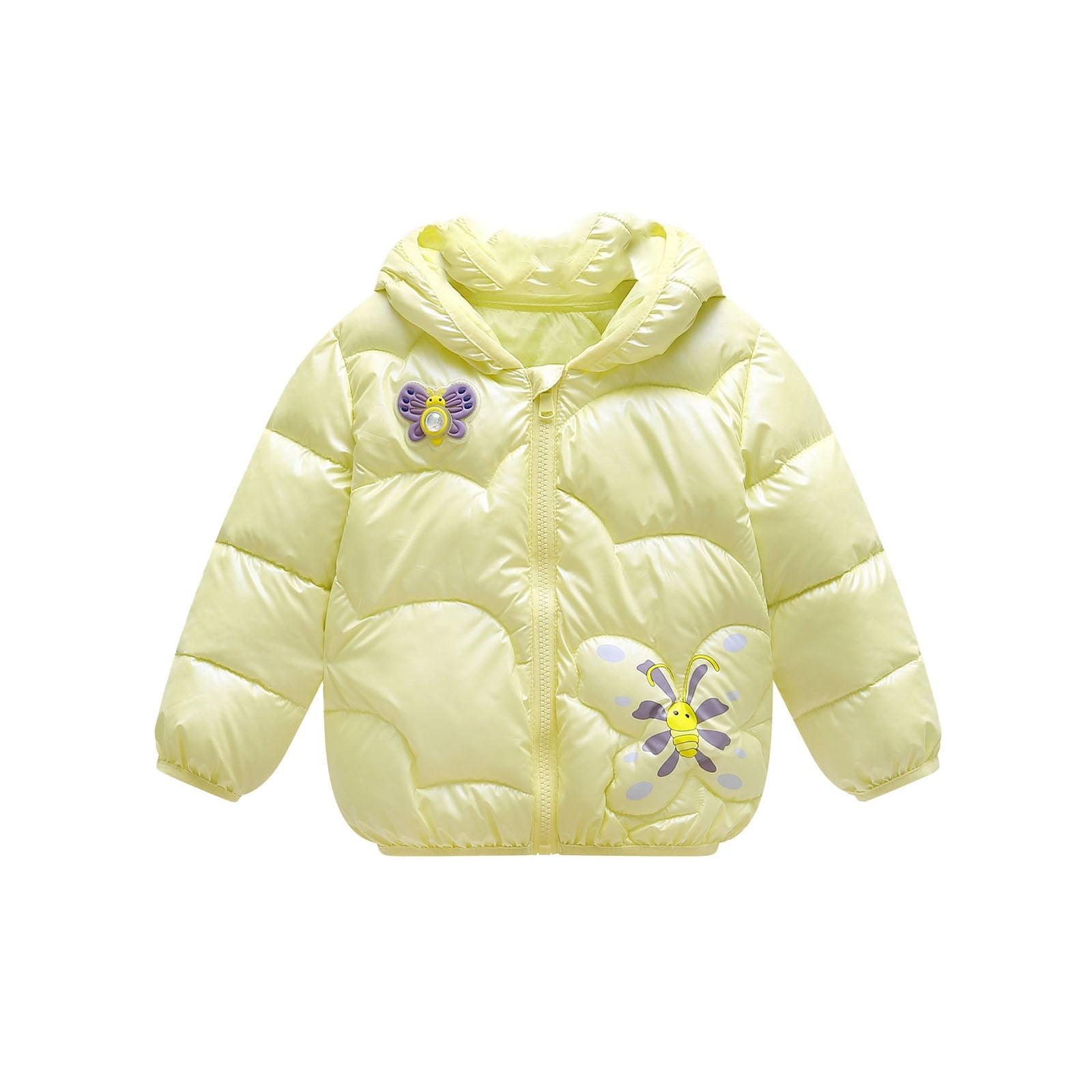 Baby Puffer Jacket Zipper Hoodie Coats With Pockets Cute Printed ...