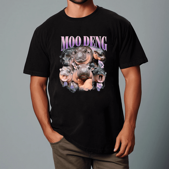 Baby Pygmy Hippo Cute Zoo Animal Cartoon Illustration Retro Unisex T ...