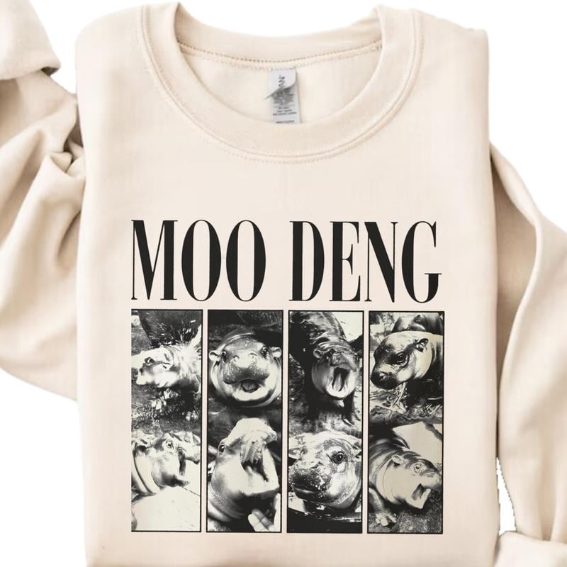 Baby Pygmy Hippo Moo Deng Sweat. Vintage Moo Deng Sweat. Trendy Hippo ...