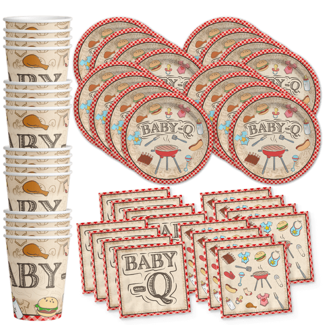 Baby-Q Baby Shower Party Supplies Set Plates Napkins Cups Tableware Kit ...