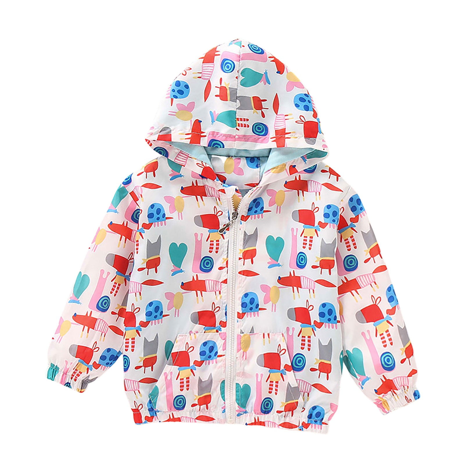 Baby Rain Jacket Zipper Rain Jacket Windbreaker Cute Print Hooded Long ...