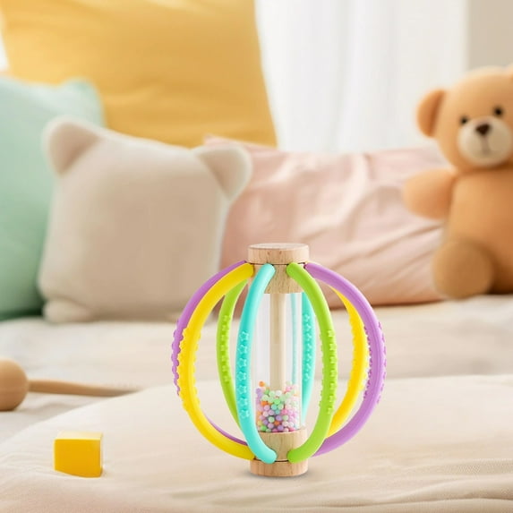 Baby Rattle Toy with Shaking Bells and Textured Teether Soft Chewing ...