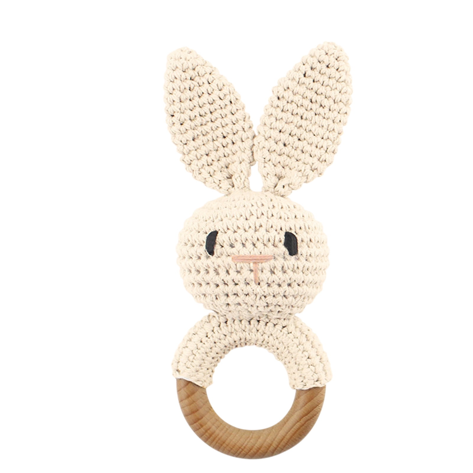 Baby Rattle Toys for Babies 0-6 Months Bunny Wooden Rattle for Baby ...