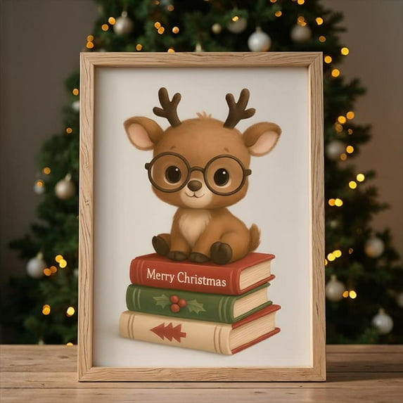 Baby Reindeer Poster: Cute Winter Nursery Poster, Unframed Poster Size ...