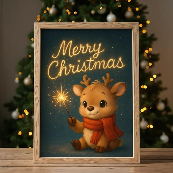 Baby Reindeer Poster: Cute Winter Nursery Wall Art, Unframed Poster ...