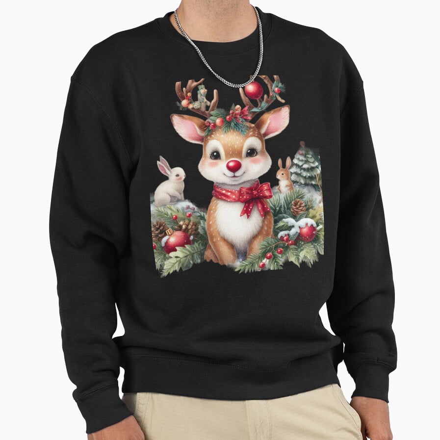 Baby Reindeer Small Rudolf Red Nose Graphic Unisex Sweatshirt Cute ...