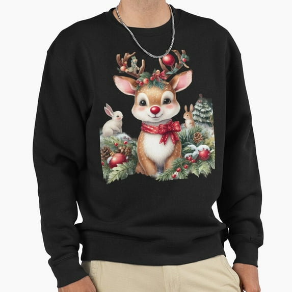 Baby Reindeer Small Rudolf Red Nose Graphic Unisex Sweatshirt Cute ...