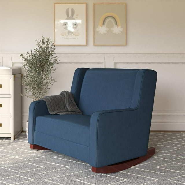 Baby Relax Hadley Upholstered Double Rocker Chair, Blue Velvet ...