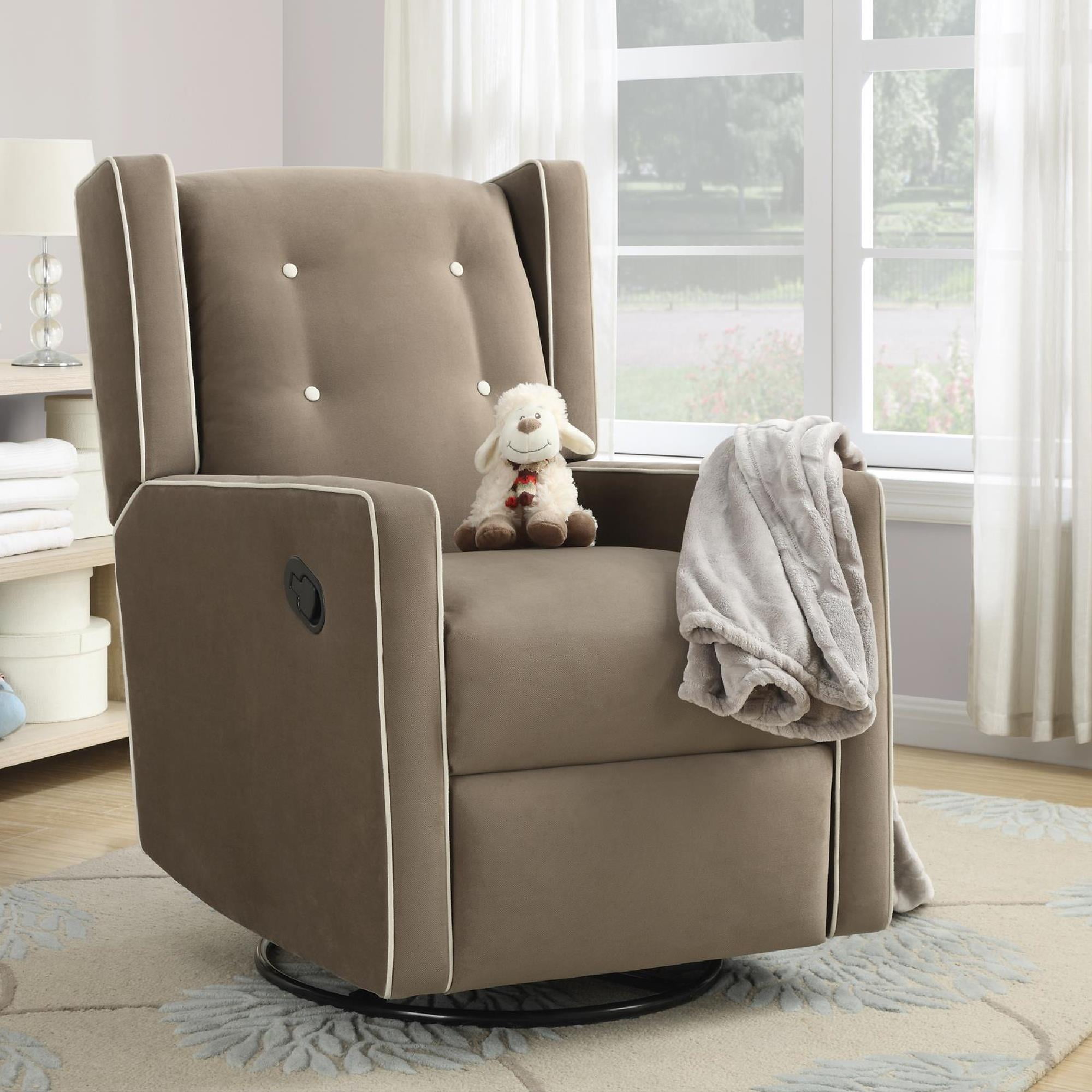 Baby Relax Mikayla 4-in-1 Nursery Swivel Glider Rocker Recliner, Taupe ...