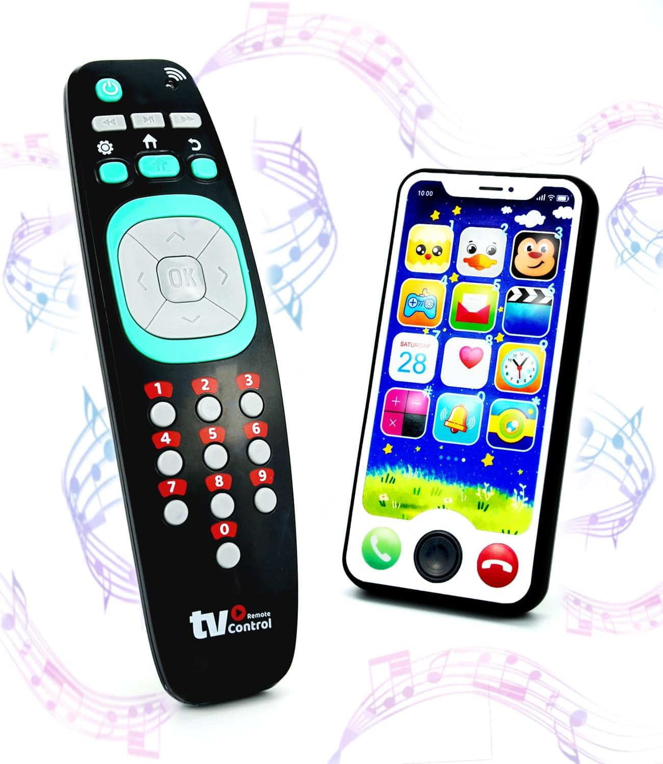 Baby Remote Control Toy and Smartphone Bundle, Pretend Play Playset for ...