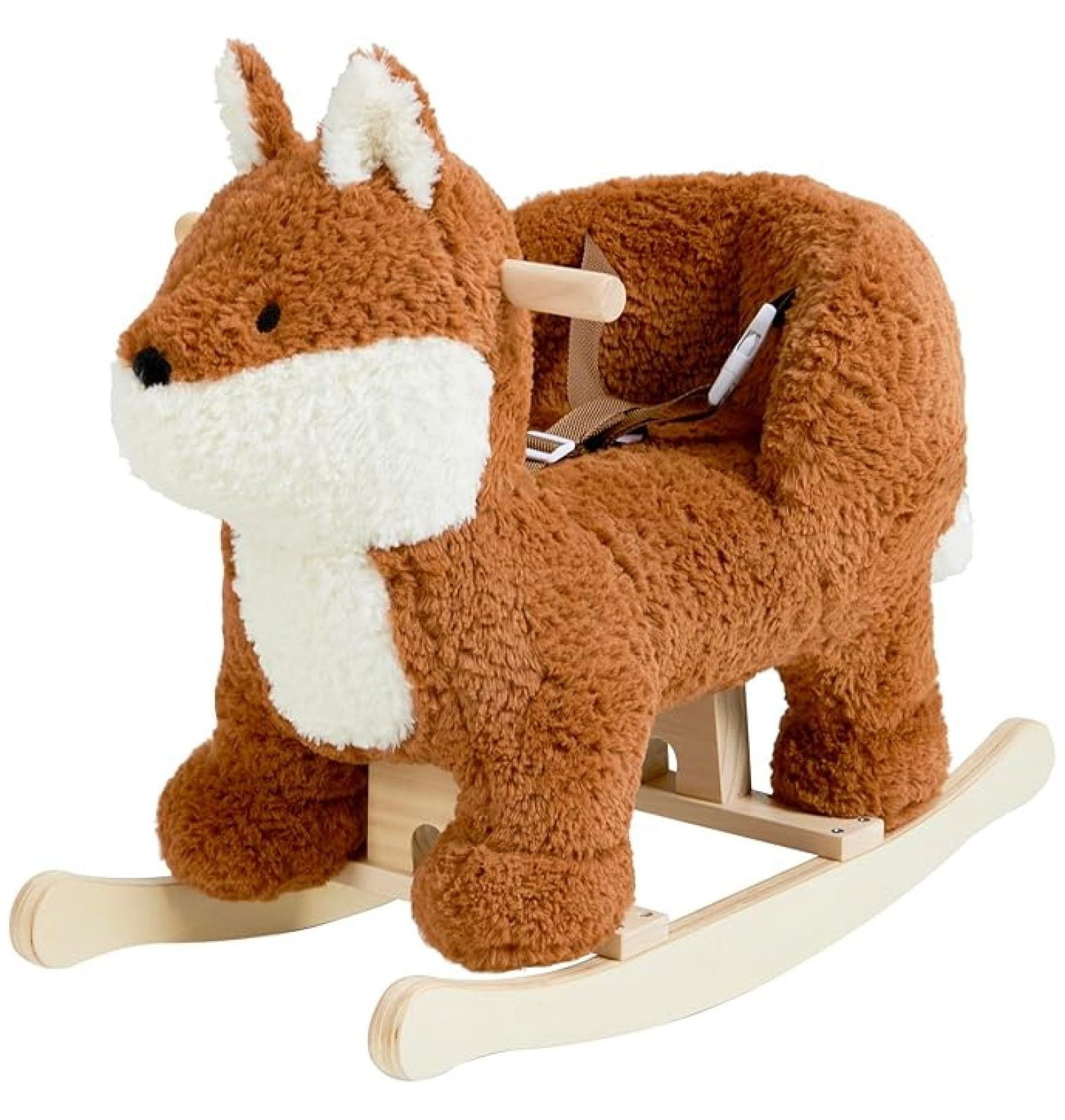 - Baby Rocking Horse, Brownish Red Rocking Horse with Seat Belt, Plush ...