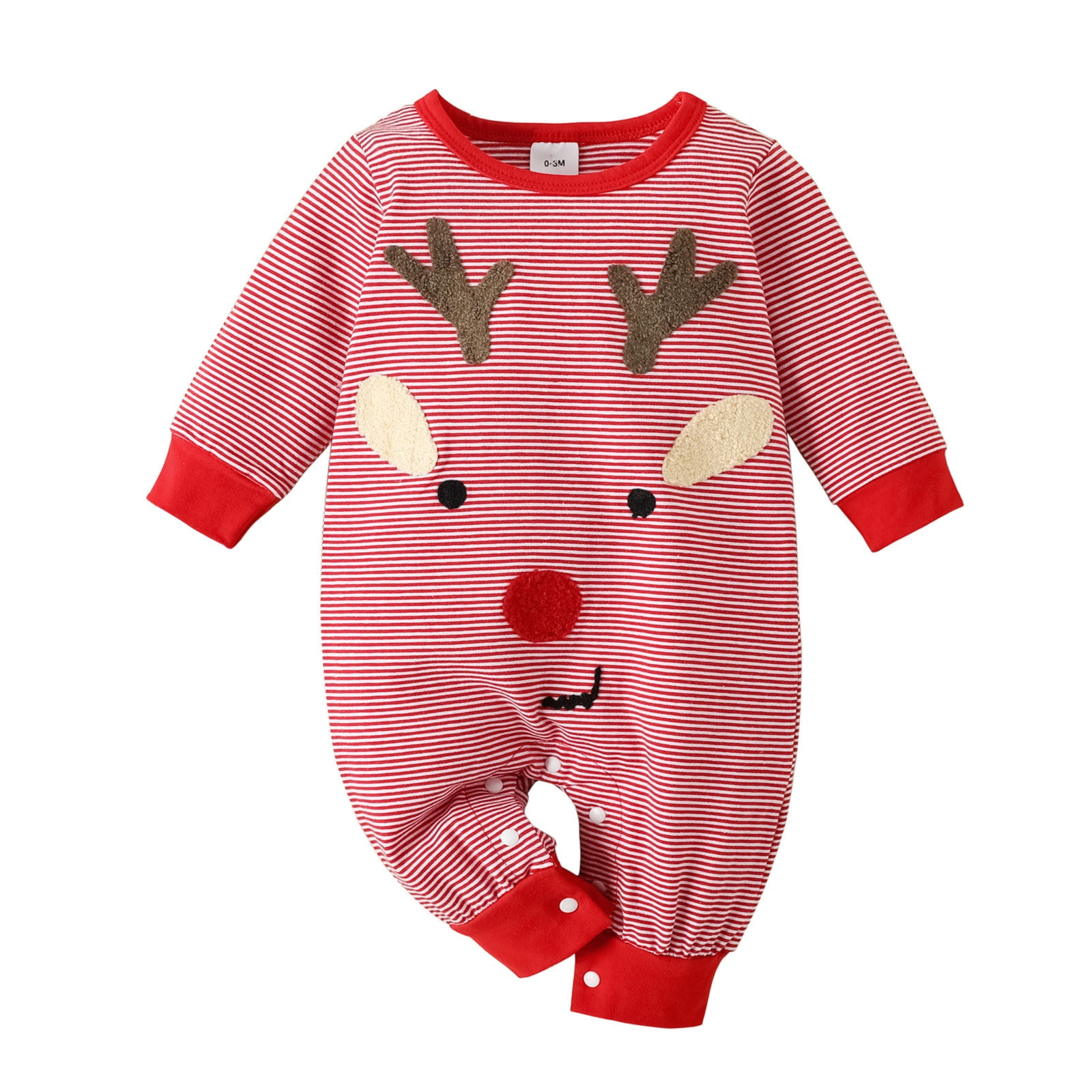 Baby Romper Boys Girls Long Sleeve Christmas Romper Striped Deer ...