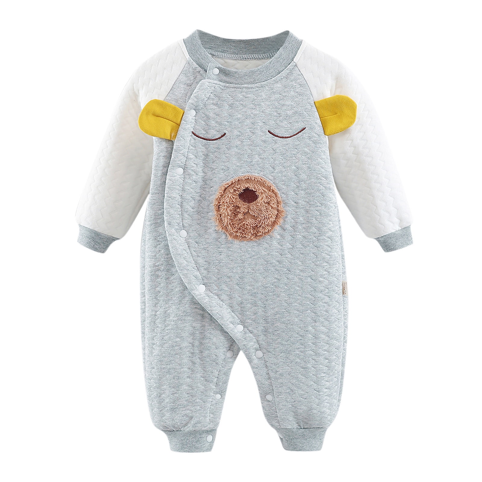 Baby Romper Boys Girls Long Sleeve Cartoon Prints Romper Warm Jumpsuit ...